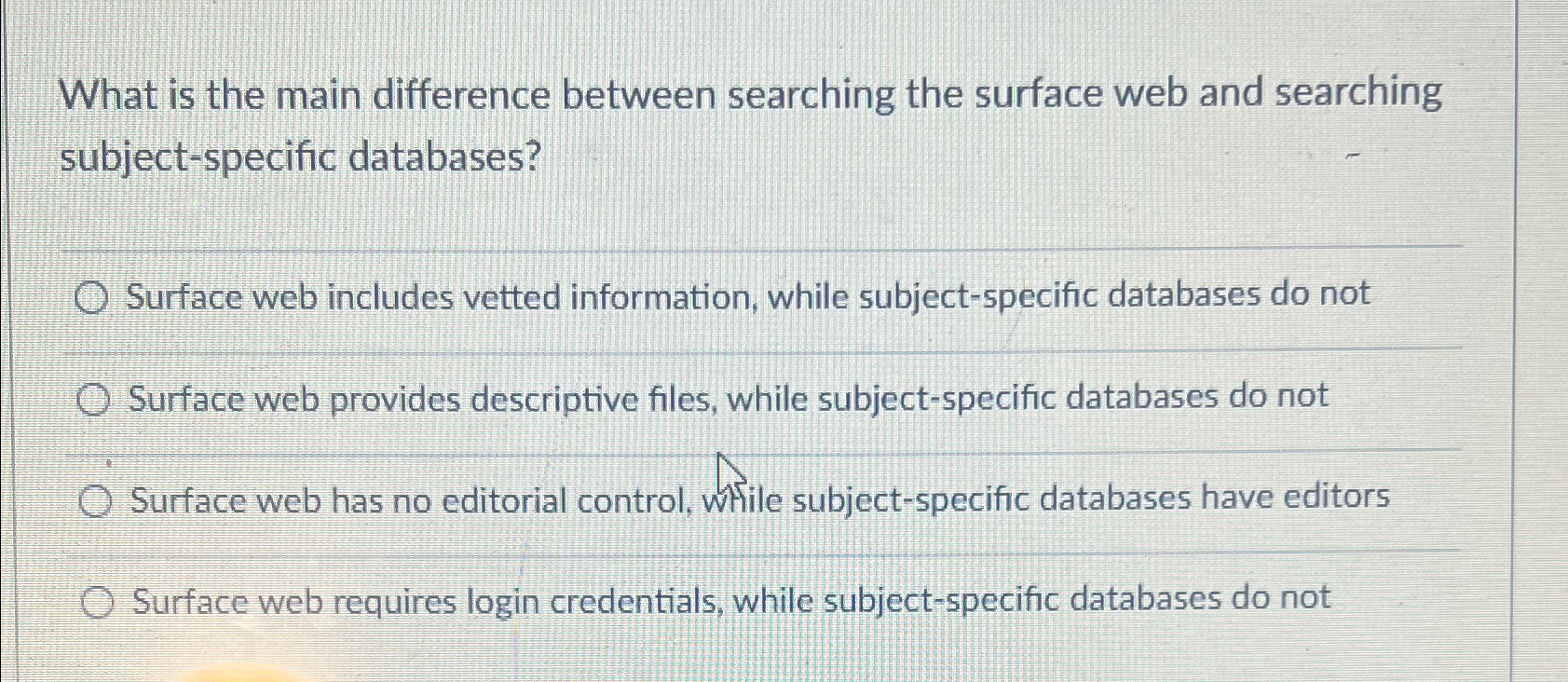 Solved What is the main difference between searching the | Chegg.com