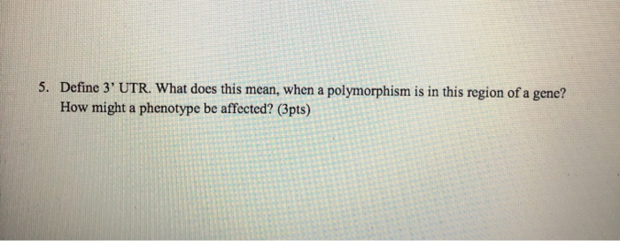 Solved Define 3' UTR. What does this mean, when a | Chegg.com