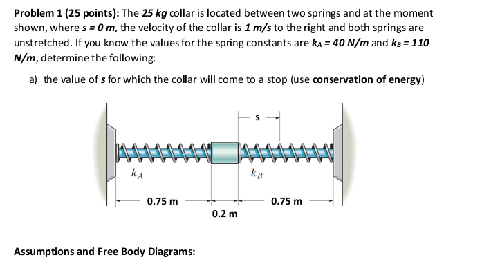Solved Problem 1 ( 25 points): The 25kg collar is located | Chegg.com