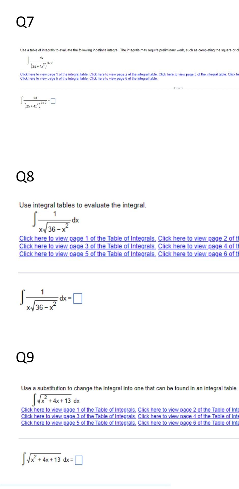Solved Use a table of integrals to evaluate the following | Chegg.com