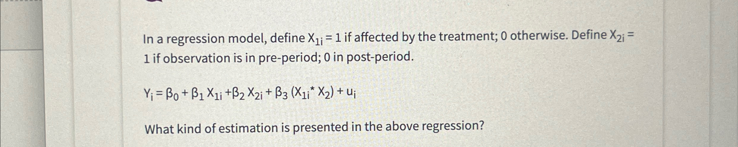 Solved In a regression model, define x1i=1 ﻿if affected by | Chegg.com