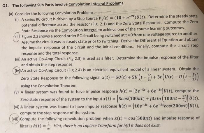 Solved Q1. The following Sub Parts involve Convolution | Chegg.com