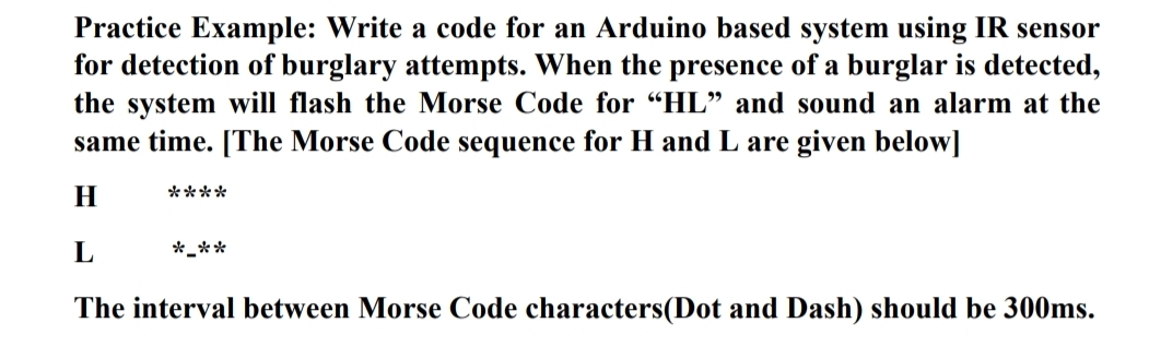 Solved Practice Example: Write a code for an Arduino based | Chegg.com