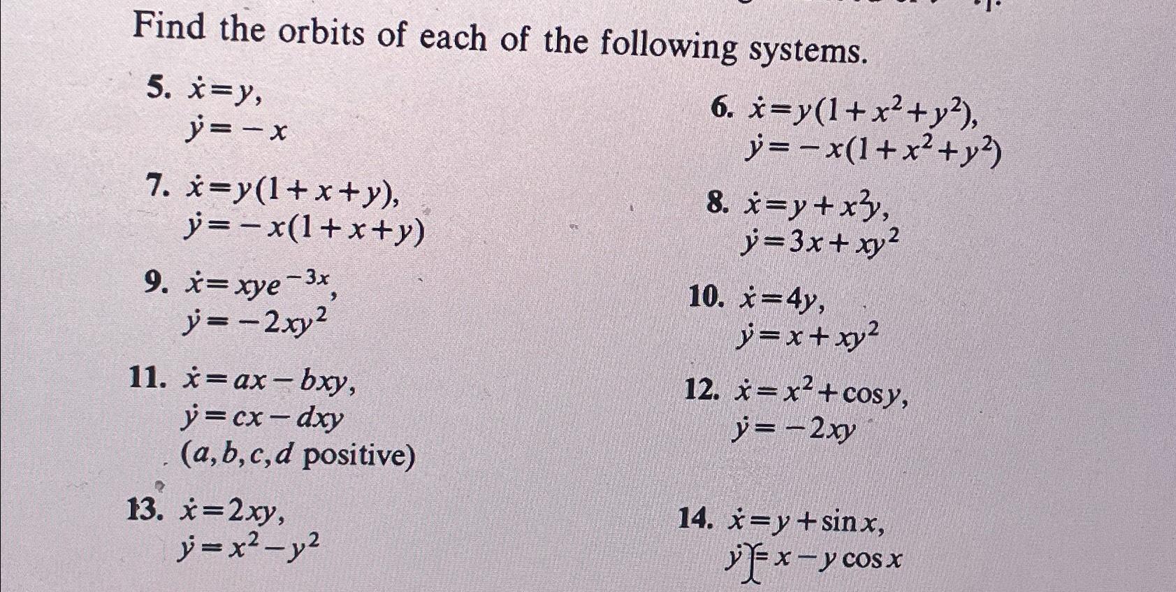 Solved Find the orbits of each of the following | Chegg.com