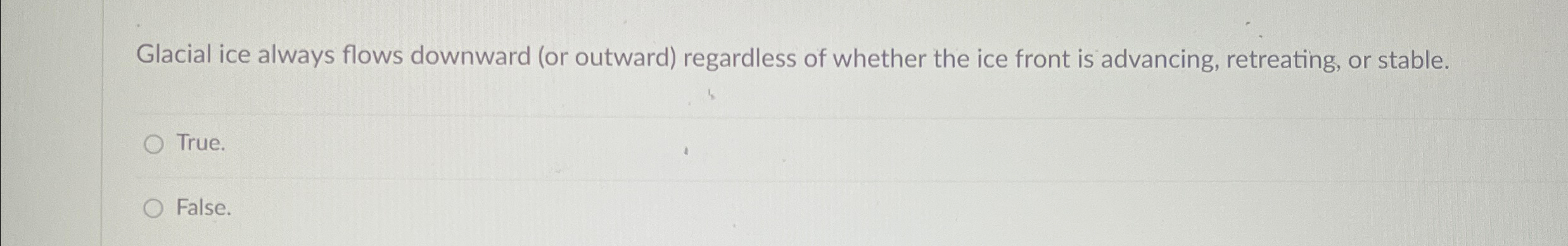 Solved Glacial ice always flows downward (or outward) | Chegg.com
