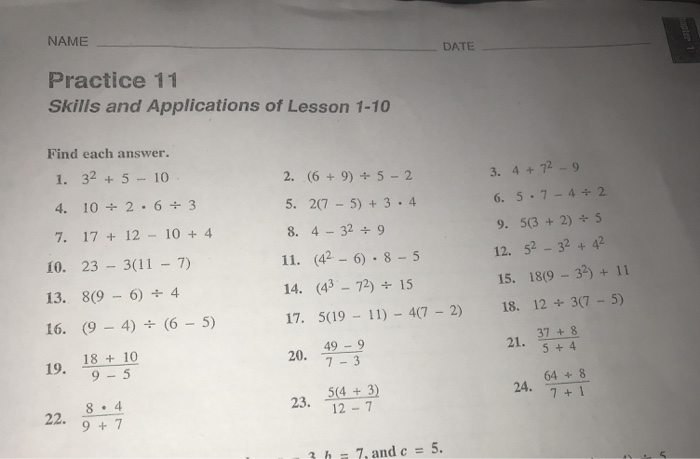 Solved NAME DATE Practice 11 Skills and Applications of | Chegg.com
