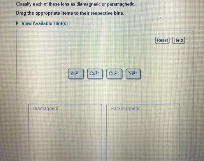Solved Classify each of these ions as diamagnetic or | Chegg.com