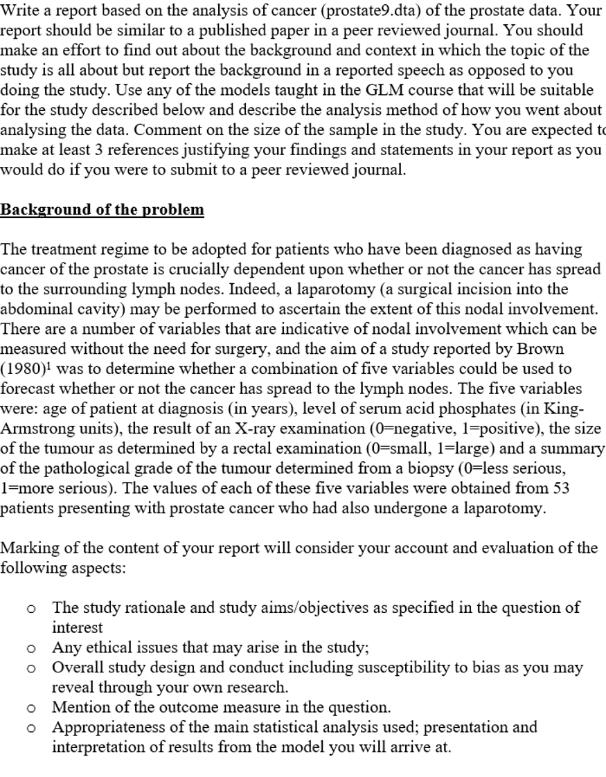 Solved Write a report based on the analysis of cancer | Chegg.com