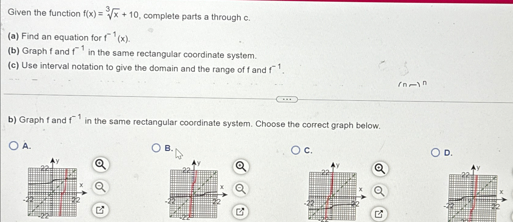 Solved Given the function f(x)=x3+10, ﻿complete parts a | Chegg.com