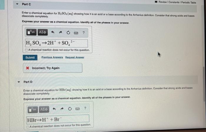 Solved Part C Review. Constants Periodic Table Enter a | Chegg.com