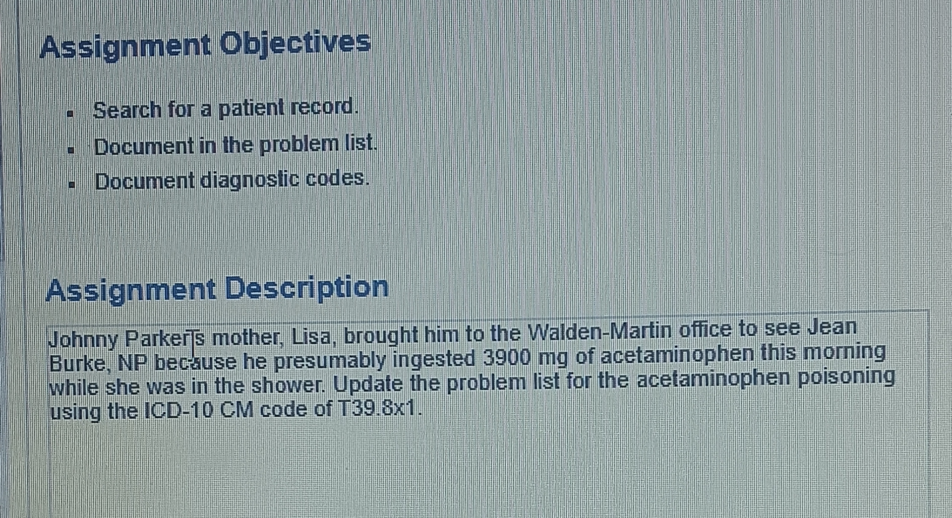 Solved Assignment ObjectivesSearch for a patient | Chegg.com