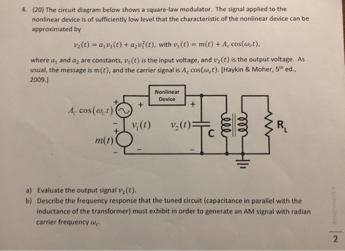 Solved 4. (20) The circuit diagram below shows a square-law | Chegg.com