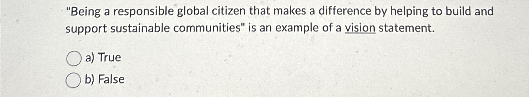 Solved "Being a responsible global citizen that makes a | Chegg.com