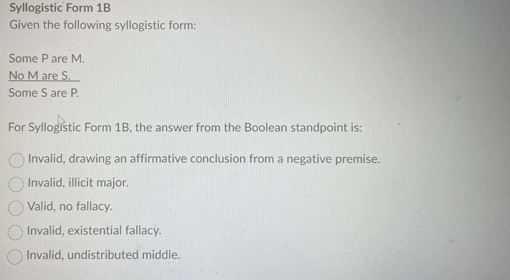 Solved Syllogistic Form 1BGiven the following syllogistic | Chegg.com