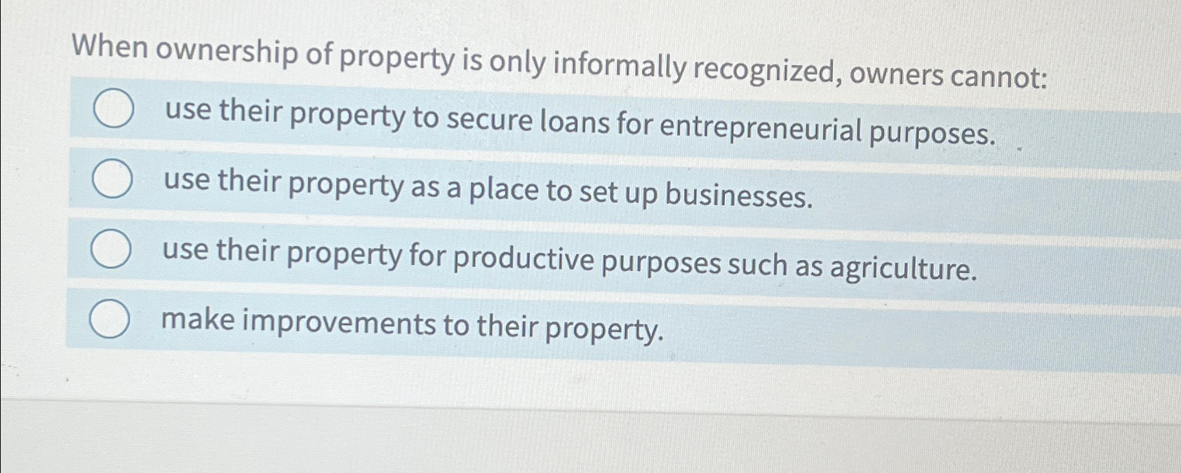Solved When ownership of property is only informally | Chegg.com