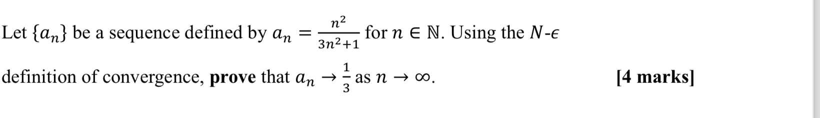 Solved Let {an} ﻿be a sequence defined by an=n23n2+1 ﻿for | Chegg.com