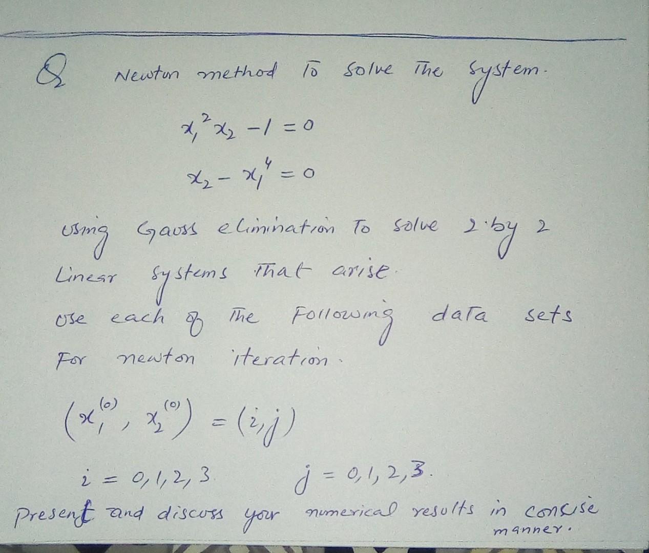 Solved Newton method for non linear system of | Chegg.com