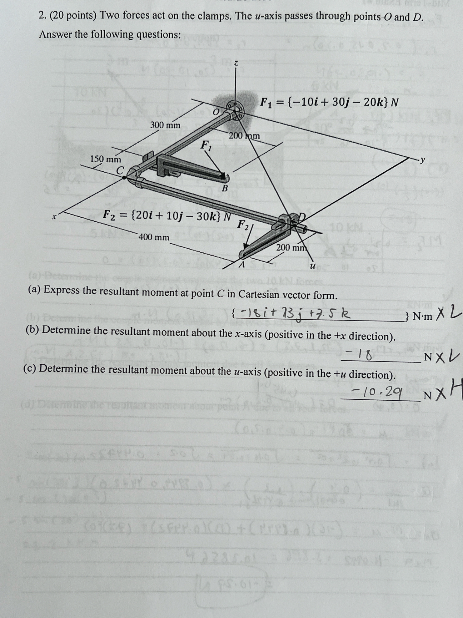 Solved (20 ﻿points) ﻿Two forces act on the clamps. The | Chegg.com