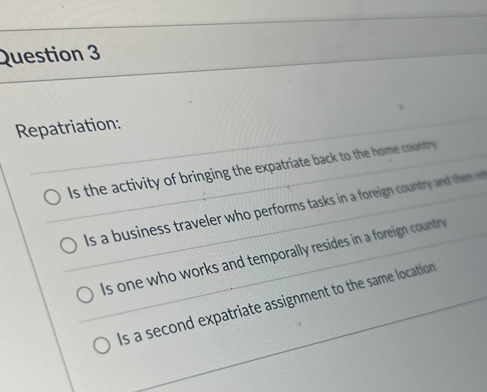 Solved Question 3Repatriation:Is the activity of bringing | Chegg.com