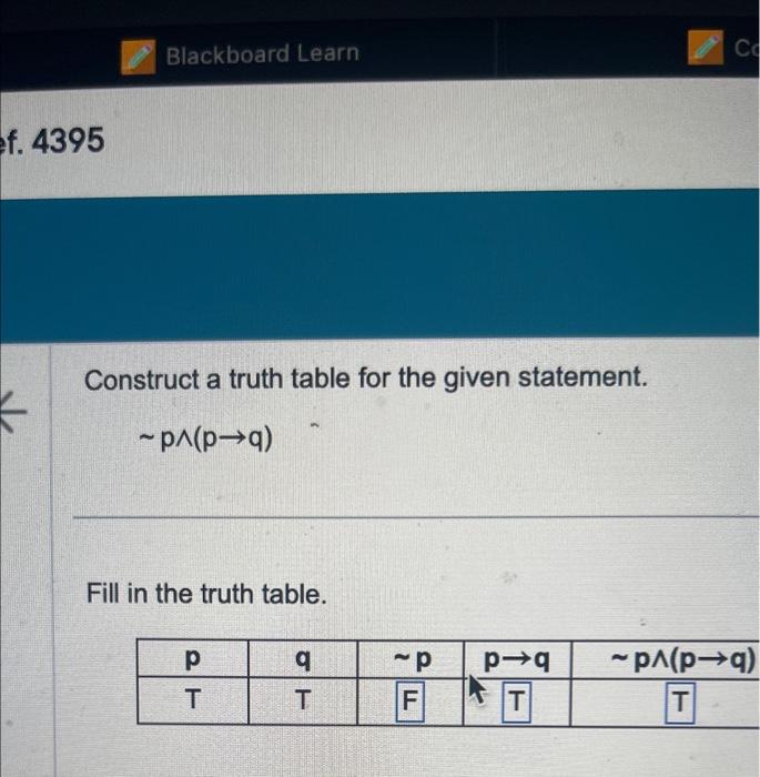 Solved Construct a truth table for the given statement. | Chegg.com