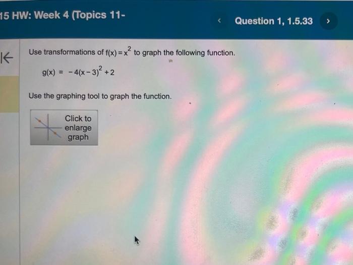 Solved Use transformations of f(x)=x2 to graph the following | Chegg.com