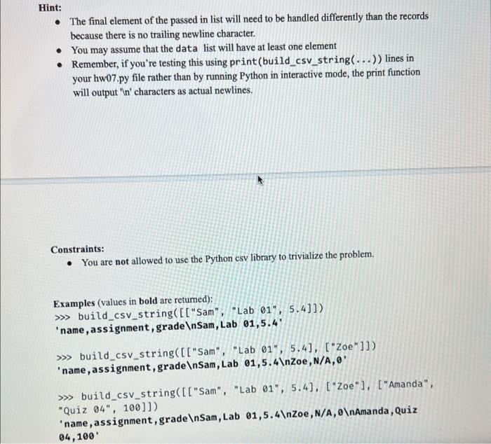 Solved Problem C. (10 points) Creating CSV CSV files are a | Chegg.com