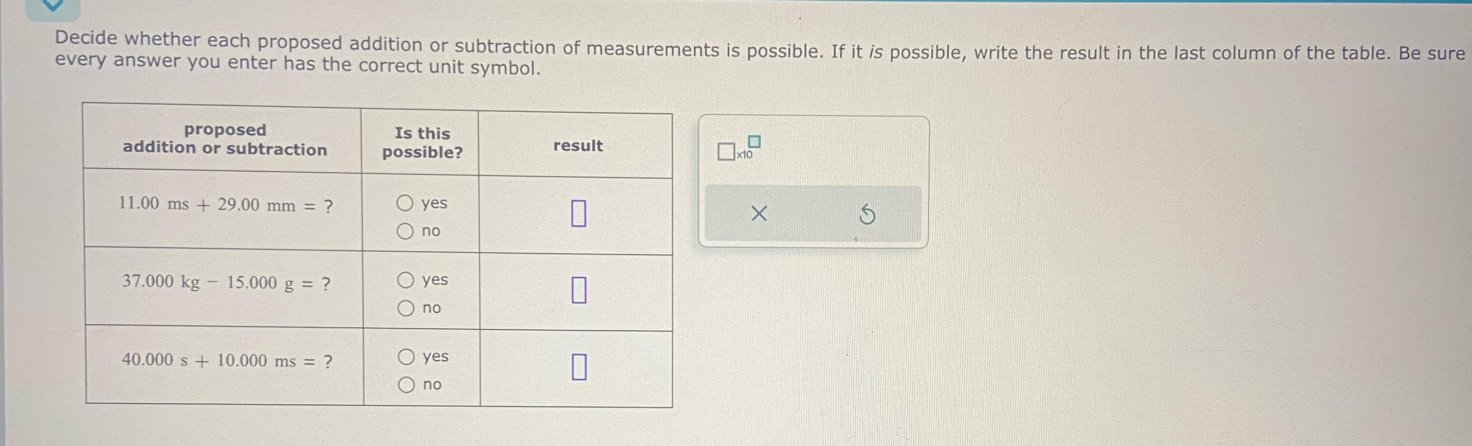 Solved Decide whether each proposed addition or subtraction | Chegg.com