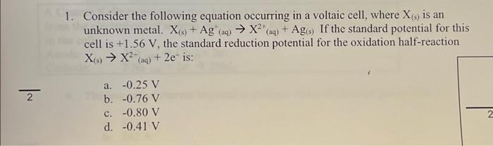 Solved 2 1. Consider the following equation occurring in a | Chegg.com