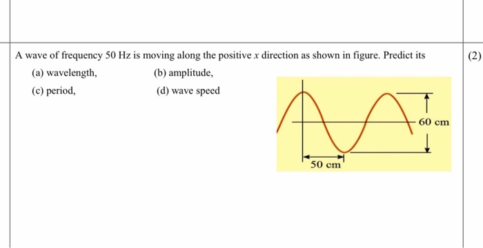 Solved (2) A wave of frequency 50 Hz is moving along the | Chegg.com