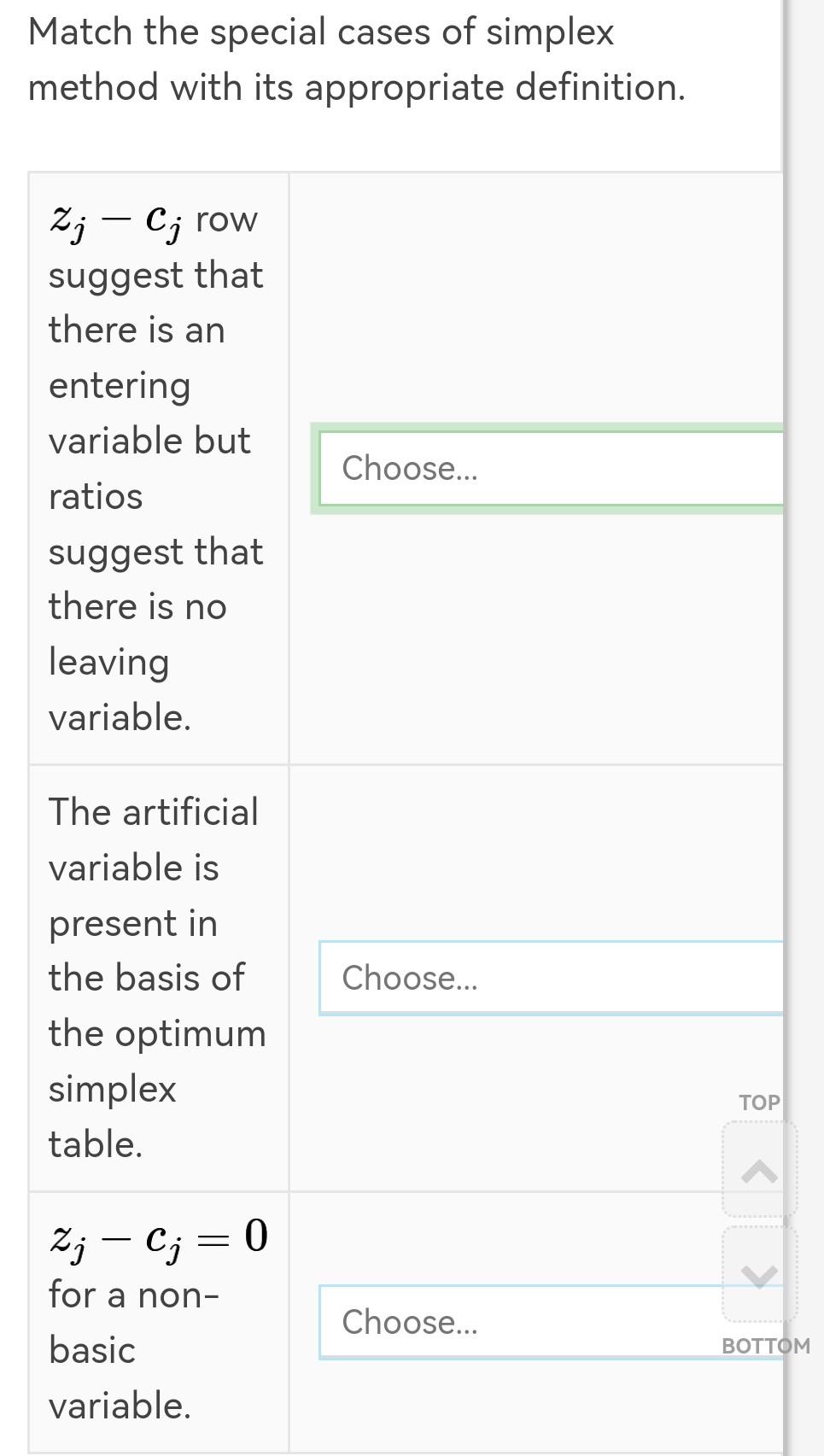 Solved Match the special cases of simplex method with its | Chegg.com