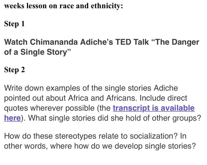 Solved weeks lesson on race and ethnicity: Step 1 Watch | Chegg.com