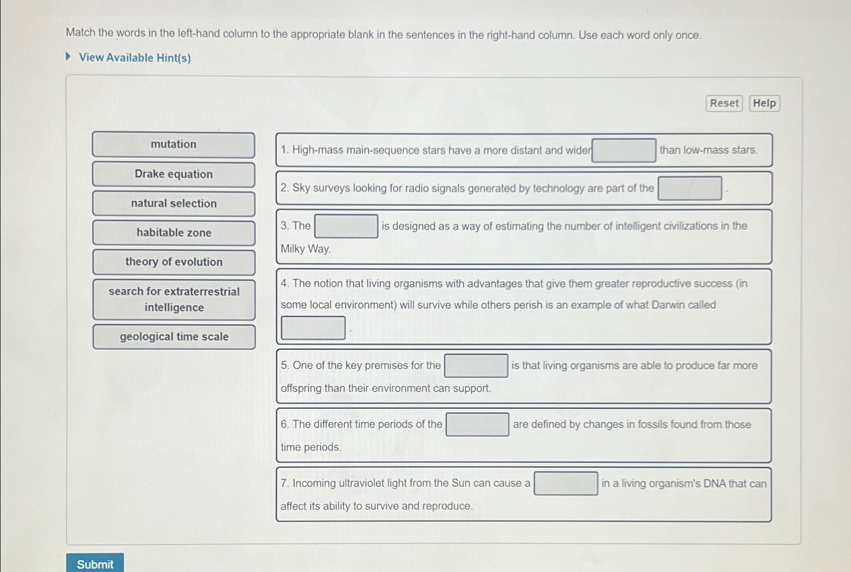 Solved Match the words in the left-hand column to the | Chegg.com