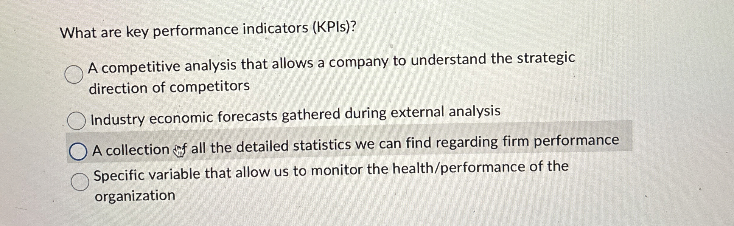 Solved What are key performance indicators (KPIs)?A | Chegg.com