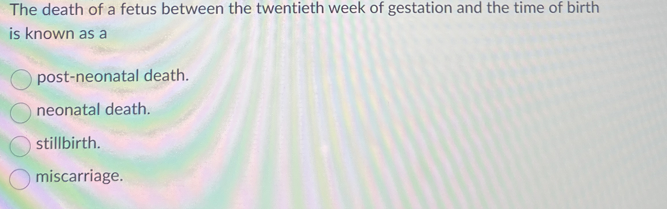 Solved The death of a fetus between the twentieth week of | Chegg.com
