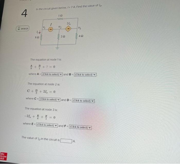 Solved 4 In the arcuit given below, l=7 A. Find the value of | Chegg.com