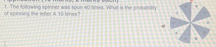 Solved 1. The following spinner was spun 40 times. What is | Chegg.com