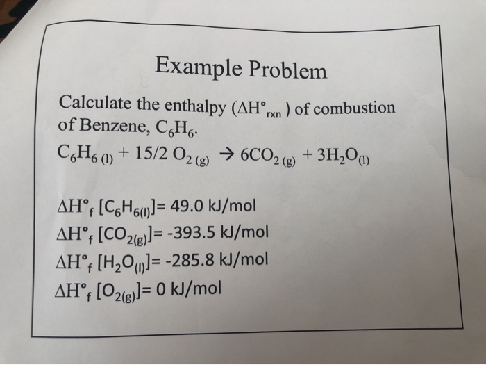 Solved Example Problem Calculate the enthalpy (AH°, ) of | Chegg.com