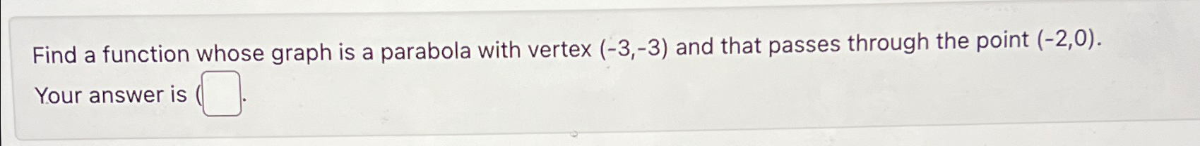 Solved Find a function whose graph is a parabola with vertex | Chegg.com