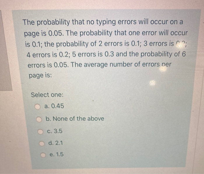 Solved The probability that no typing errors will occur on a | Chegg.com