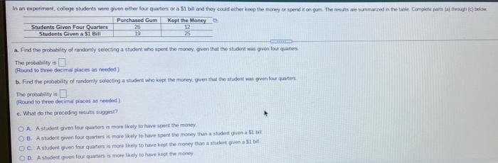 Solved In an experiment, congestudents were soven other four | Chegg.com
