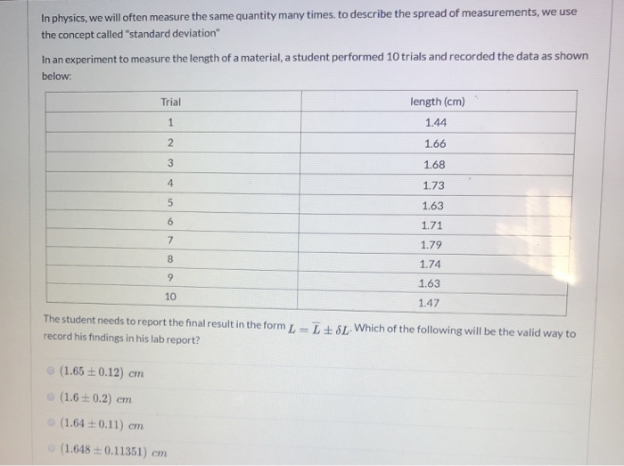 Solved In physics, we will often measure the same quantity | Chegg.com