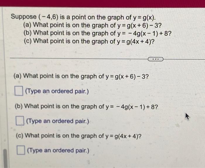 Suppose (-4,6) is a point on the graph of y = g(x). | Chegg.com