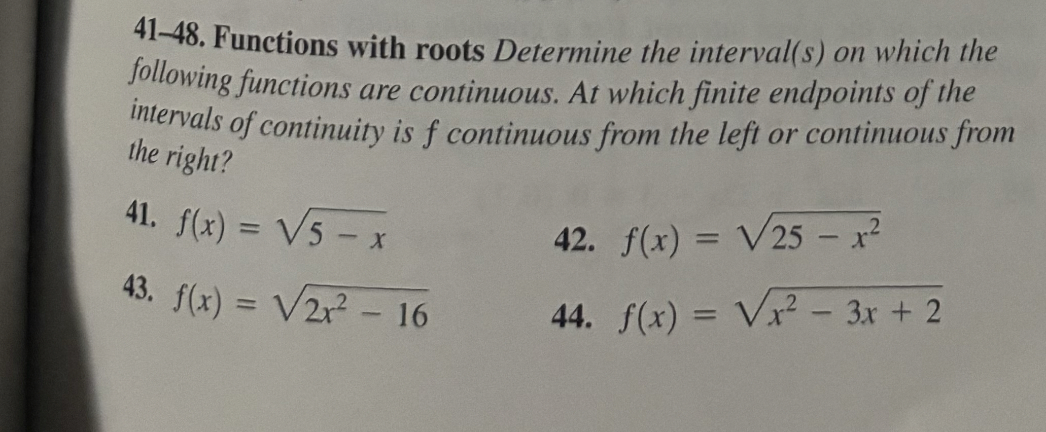 Solved 41-48. ﻿Functions with roots Determine the | Chegg.com