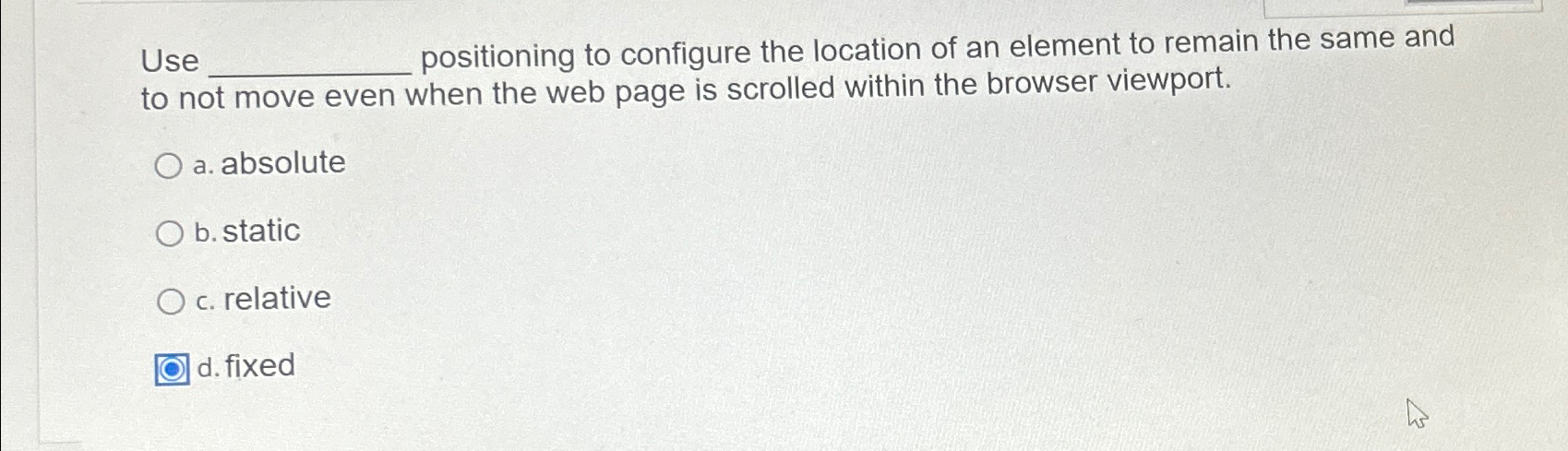 Solved Use positioning to configure the location of an | Chegg.com Solved Use positioning to configure the location of an | Chegg.com