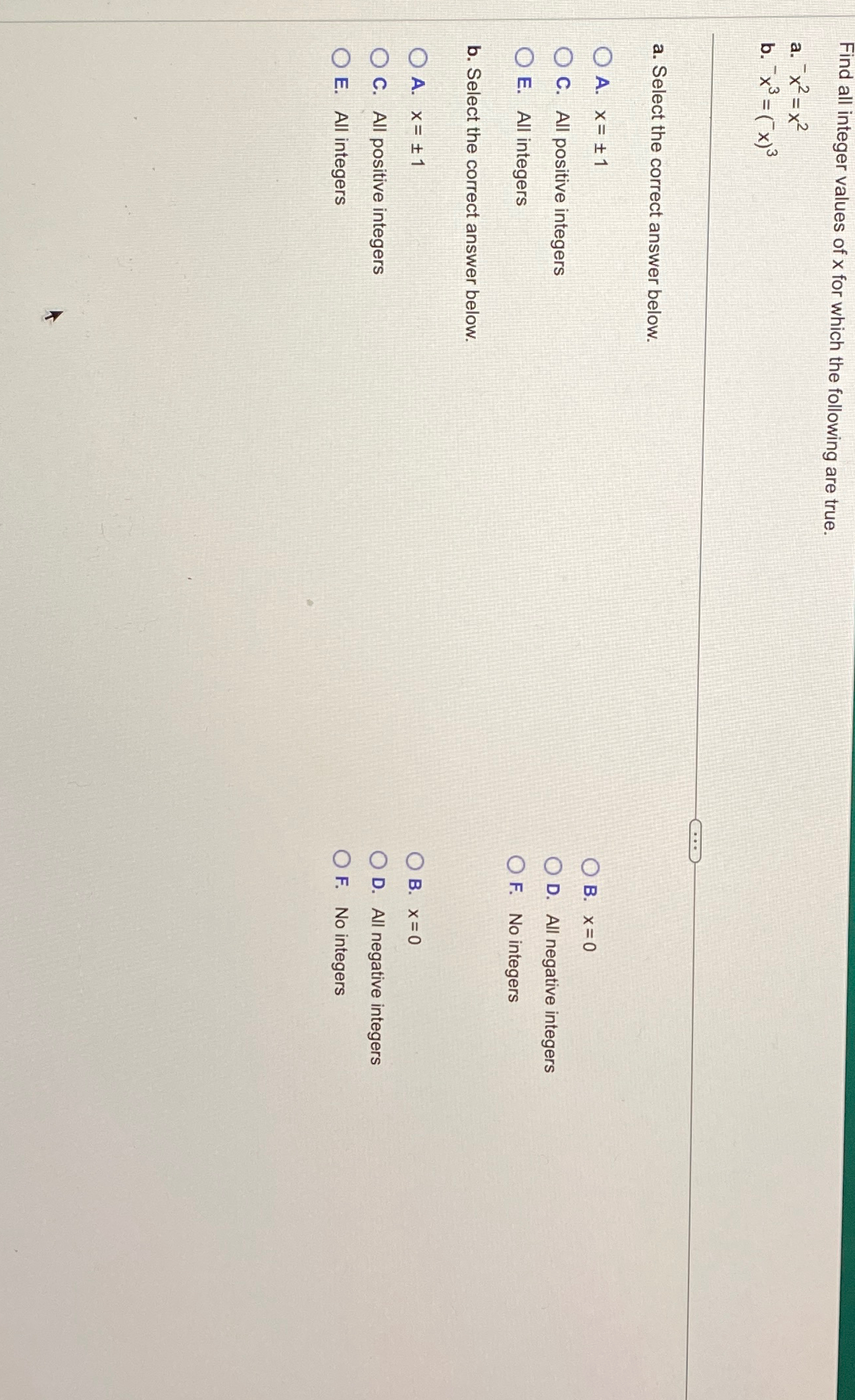 Solved Find all integer values of x ﻿for which the following | Chegg.com