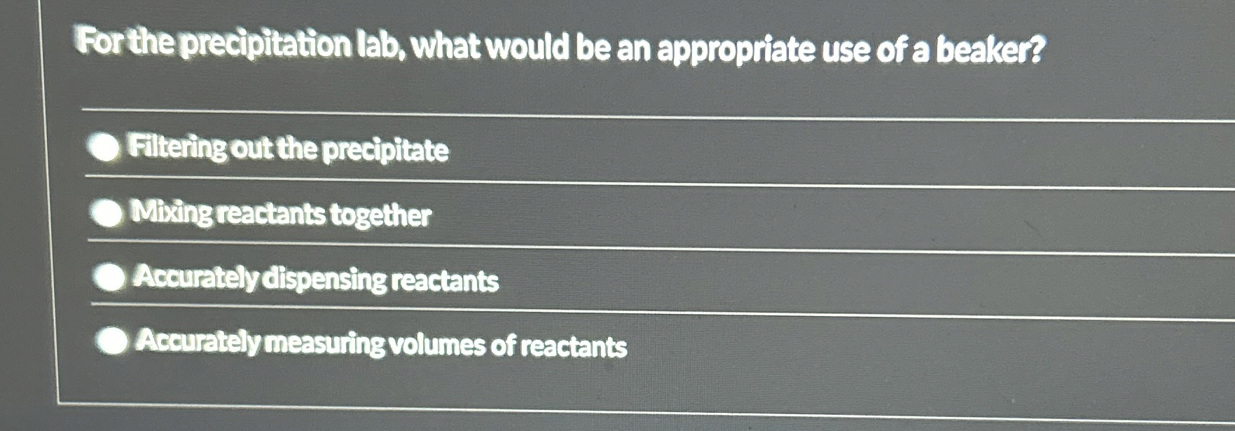 Solved For the precipitation lab, what would be an | Chegg.com