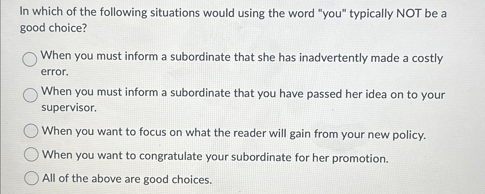 Solved In which of the following situations would using the | Chegg.com