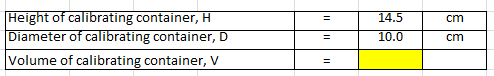 Solved 14.5 cm Height of calibrating container, H Diameter | Chegg.com