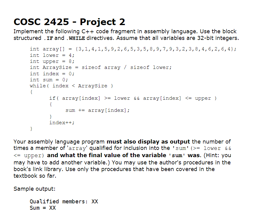 Solved This Is Masmmasm Assembly Language ﻿not 