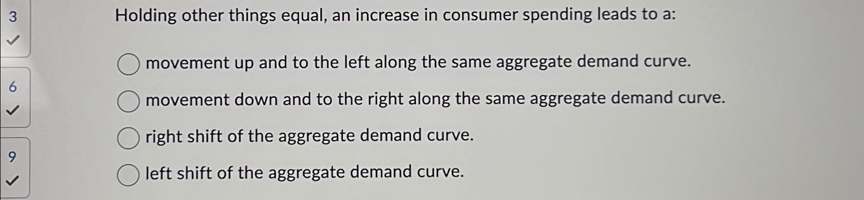 Solved Holding other things equal, an increase in consumer | Chegg.com
